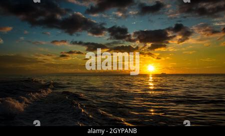 Sunset colours off the island, Reunion Island Stock Photo - Alamy
