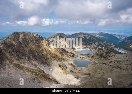 Scenic view from Musala summit on Rila mountain on a rocky mountains ...