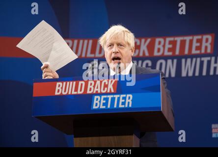 Prime Minister Boris Johnson delivers his speech during the ...