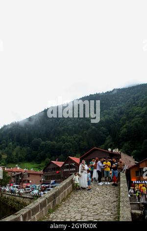 Trabzon, Turkey. 23 July 2021. Tourists visit the Turkish village of ...