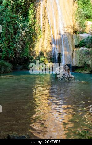 Mountain Lake and Waterfall in Stenosia area in Messinia, Greece Stock ...