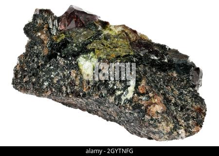 ruby crystal in matrix from Winza, Tanzania isolated on white ...