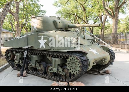 The M1919A4 .30 cal bow machine gun on a U.S. Army M4 Sherman tank ...