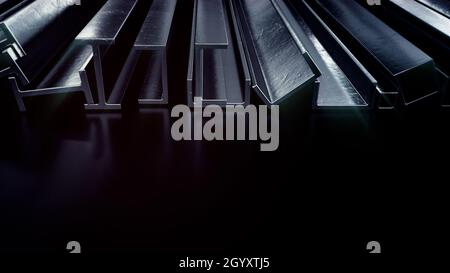 glowing rolled metal and reinforcing steel - cgi industrial 3D ...