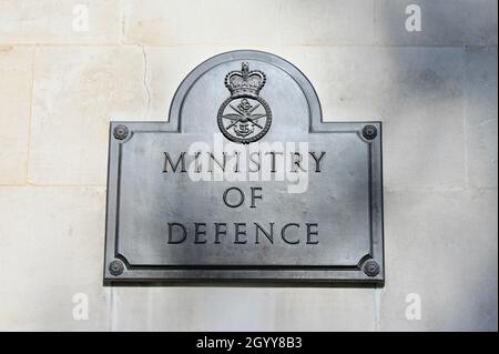 Ministry of Defence Sign, Headquarters British Armed Forces, Whitehall ...