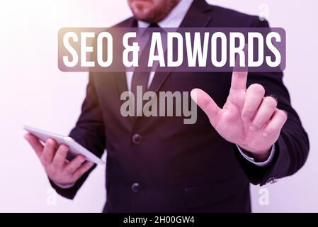 Conceptual display Seo And Adwords, Concept meaning they are main tools ...