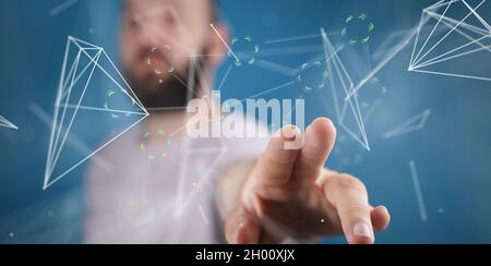 3d illustration of networking technology, organization team chart ...