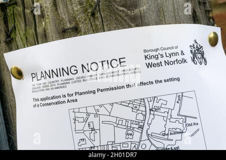 Planning Notice fixed to a building as part of application for planning ...