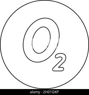 Oxygen chemical formula O2 Air icon in circle round black color vector ...