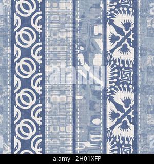 Shabby chic french grey blue linen patchwork stripe. Grunge washed out ...