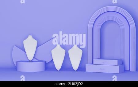 Bust showcase jewelry display for necklace pendant in pastel purple ...