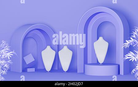 Bust showcase jewelry display for necklace pendant in pastel purple ...