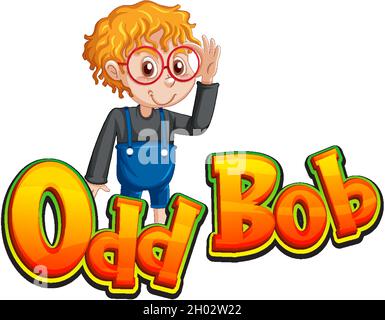 Odd Bob logo font design with a nerdy girl illustration Stock Vector ...