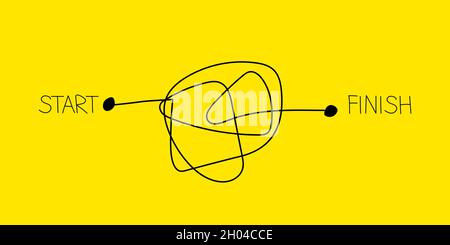 Start and end symbol. Beginning and finish concept with tangled line ...
