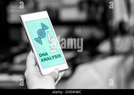 Smartphone screen displaying a dna analysis concept Stock Photo - Alamy