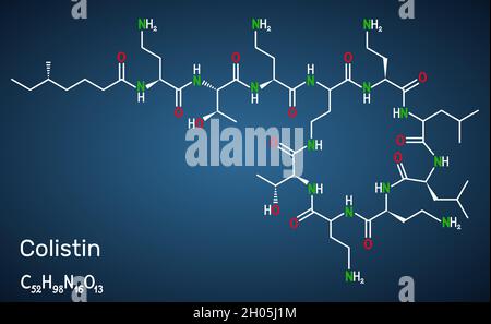 Colistin, polymyxin E molecule. It is cyclic polypeptide antibiotic ...