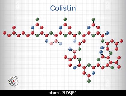 Colistin, polymyxin E molecule. It is cyclic polypeptide antibiotic ...