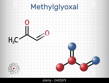 Methylglyoxal, MGO, pyruvaldehyde, pyruvic aldehyde molecule. It is ...