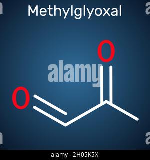 Methylglyoxal, MGO, pyruvaldehyde, pyruvic aldehyde molecule. It is ...