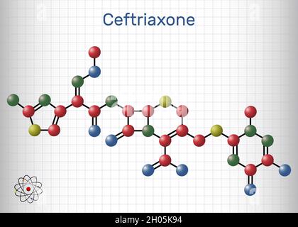 Ceftriaxone molecule. It is broad-spectrum third-generation ...