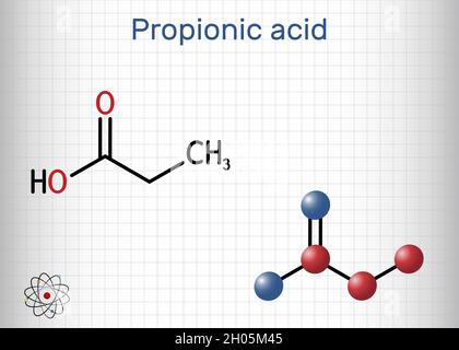 Propanoic acid, propionic acid molecule. It is short-chain saturated ...