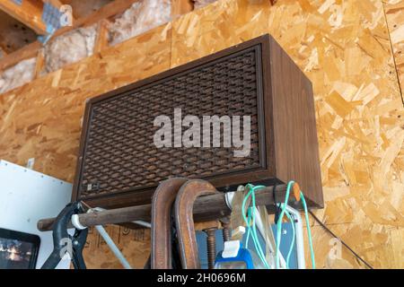 Wall mounted radio and sound system Stock Photo - Alamy