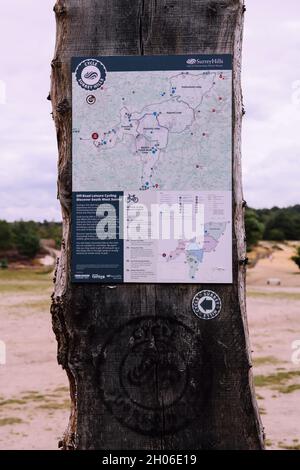 Cycle Surrey Hills map at Frensham Great Pond and Common, West Surrey ...