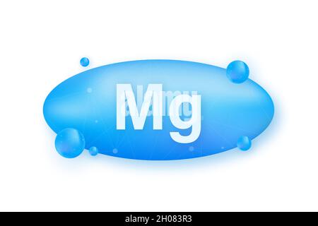 Blue magnesium on white background. Magnesium mineral. Mg pill capsule ...