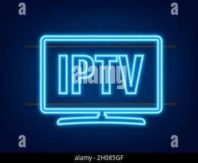 Iptv Badge, icon, logo. Neon icon. Vector stock illustration Stock ...