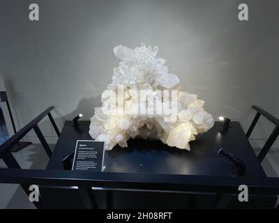 Large quartz crystals in a museum display Stock Photo - Alamy