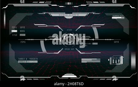 Futuristic GUI rectangular target, aim, sight, HUD reticle, cyberpunk ...