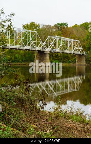 Dingmans Ferry, PA, USA - October 10, 2021: The Dingman Bridge, a ...