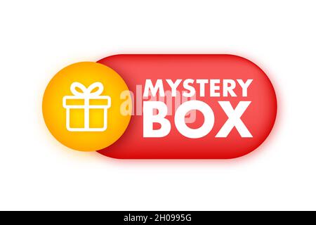 Mystery box banner. Packaging for concept design. Surprise present ...