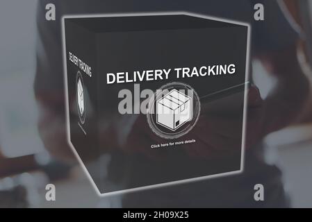 Delivery tracking concept illustrated by a picture on background Stock ...