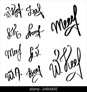 Manual signature for documents on white background. Hand drawn ...