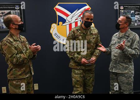 Col. Joe Janik, the commander of the 910th Airlift Wing, spends time ...