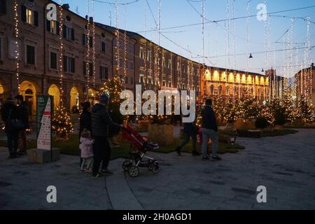 Christmas illuminations, Urban forest in Piazza del Popolo, San ...