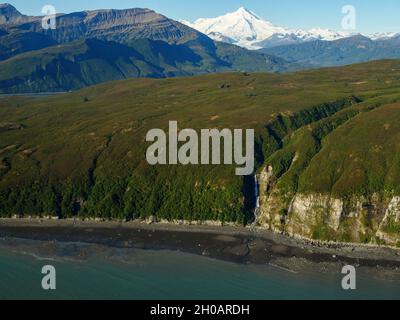 Aerial view of the Iliamna Volcano. Lake Clark National Park, Alaska ...