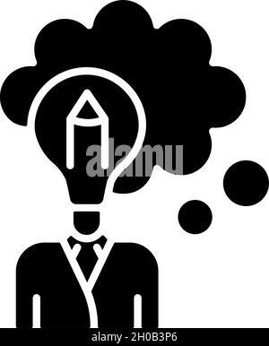 ideation icon, black vector sign with editable strokes, concept ...