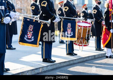 Members of the United States Army Band stand ready for President Donald ...