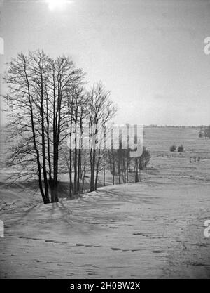 Winter in der Landschaft Stablack in Ostpreußen, 1930er Jahre ...