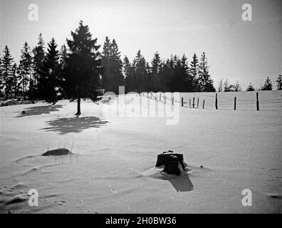 Winter in der Landschaft Stablack in Ostpreußen, 1930er Jahre ...