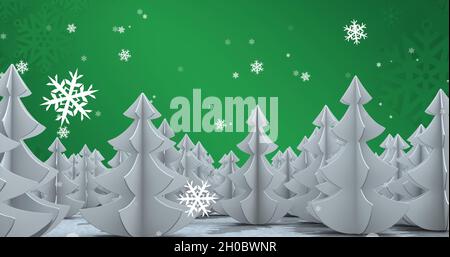 Image of fir trees falling over white background Stock Photo - Alamy