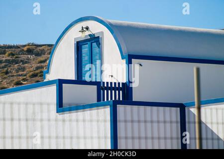Santorini Island, Greece - October 11, 2021 Traditional Greec white ...