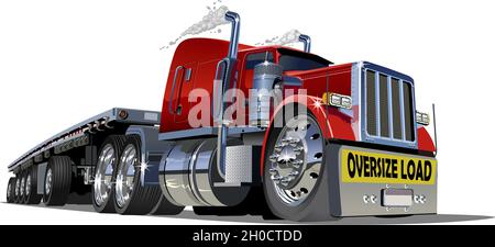 Cartoon oversize load transporter truck isolated on white background ...