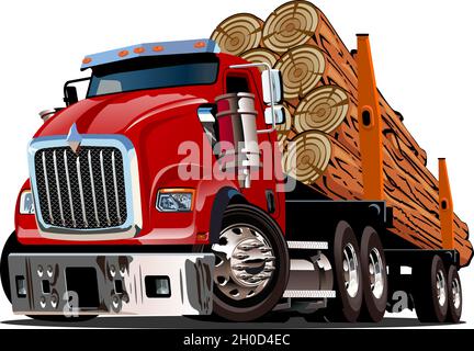Cartoon logging truck isolated on white background. Available EPS-10 ...