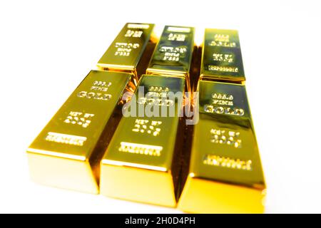 Gold bars ingots in the Gold vault under the Bank of England in ...