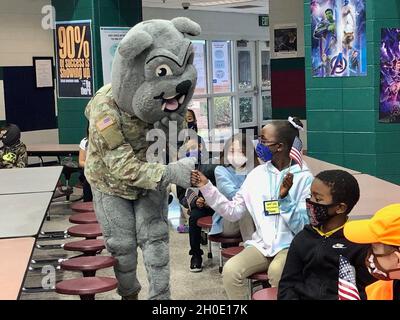 Rocky the Bulldog, the mascot of 3rd Infantry Division, poses for a ...