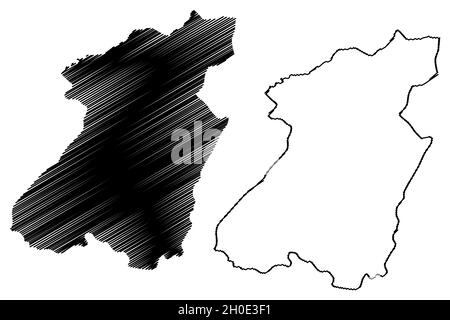 Kohima district (Nagaland State, Republic of India) map vector ...