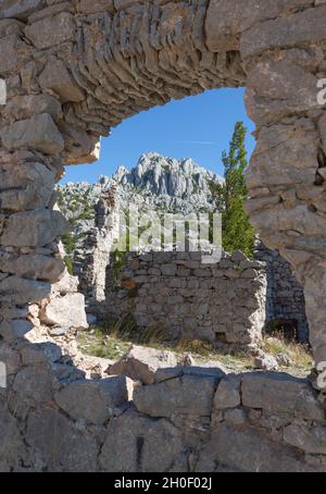 Limestone rock formation Tulove Grede in Velebit National Park in ...